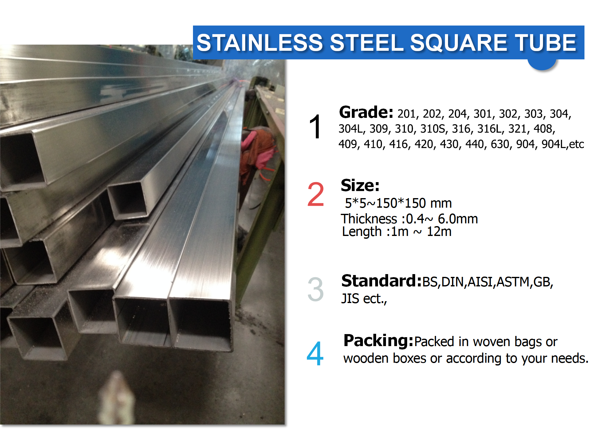 Wholesale Top Quality 410 410s Stainless Steel Square Pipe Manufacturer ...